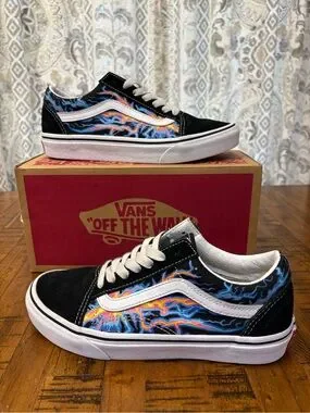 Vans | Shoes | Vans Kids Old Skool Electric Flame Black With Neon ...